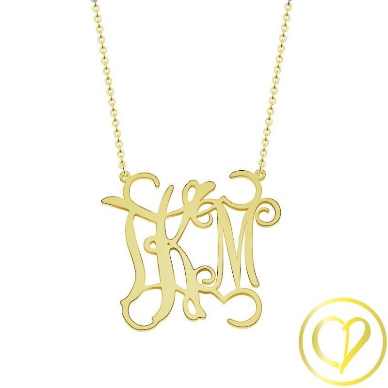 collier prénom initial en trois lettres élégantes de l'alphabet